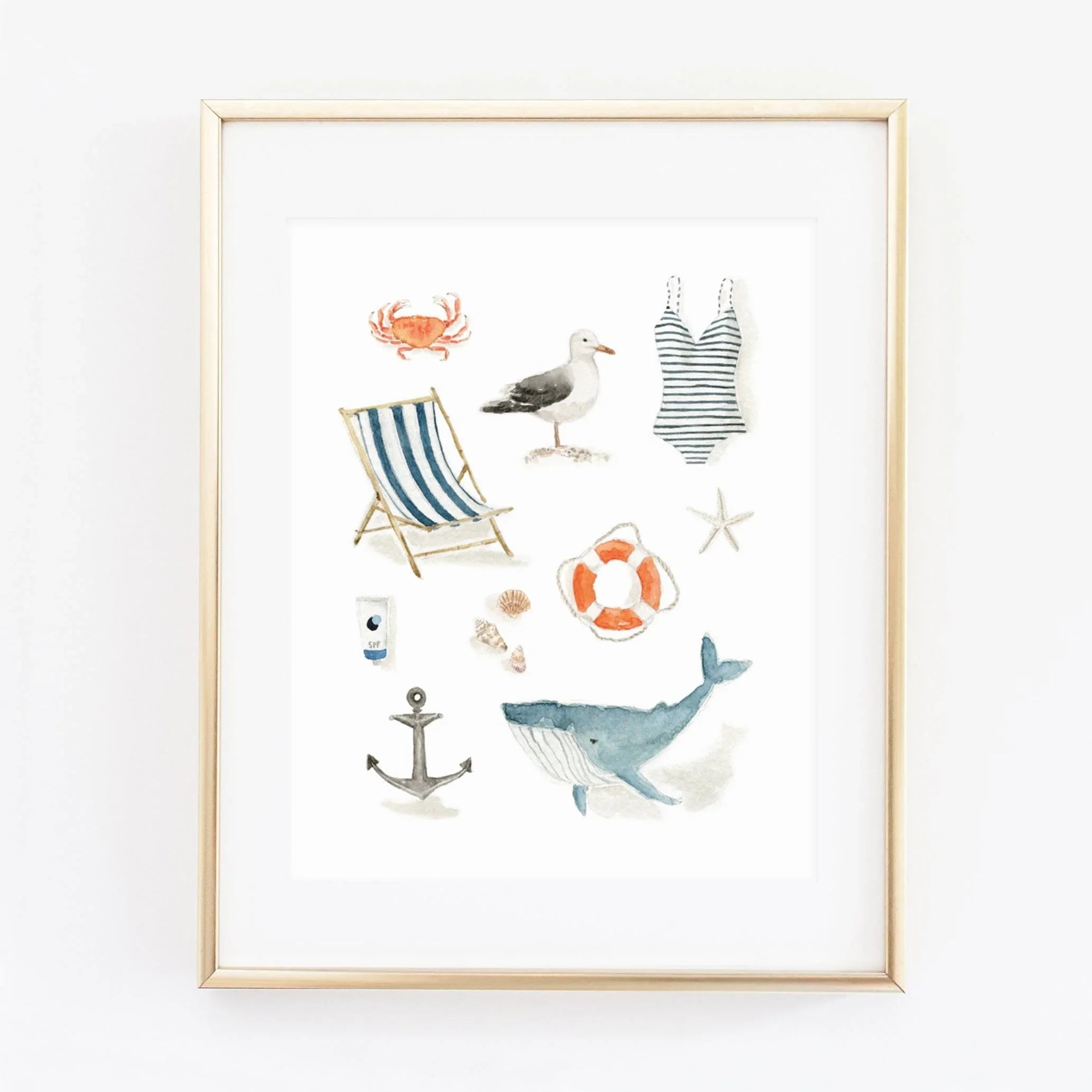 seaside collection watercolor wall art print – Emily Lex Studio Wholesale